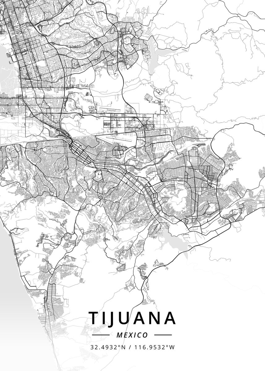 'Tijuana, Mexico' Poster by Designer Map Art | Displate