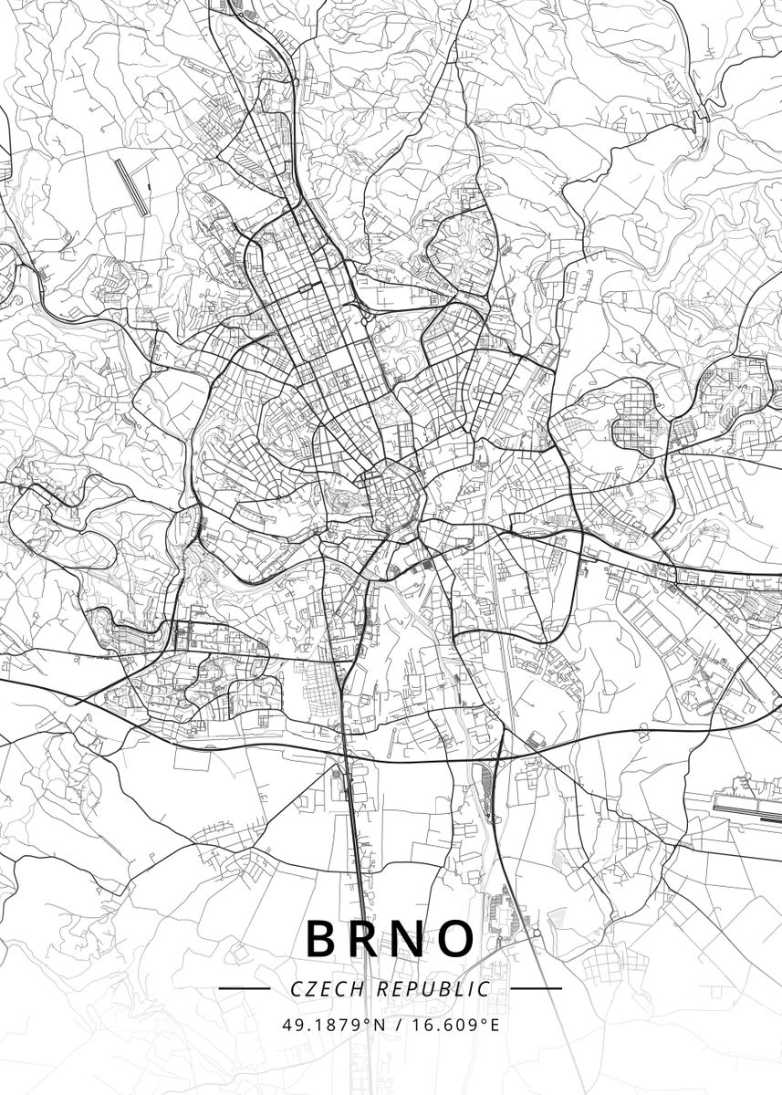 'Brno, Czech Republic' Poster by Designer Map Art | Displate