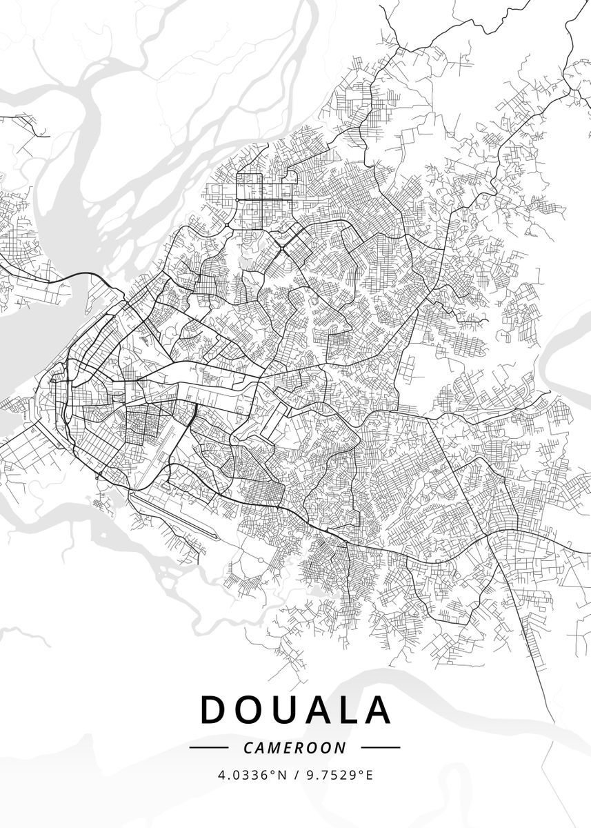 'Douala, Cameroon' Poster by Designer Map Art | Displate
