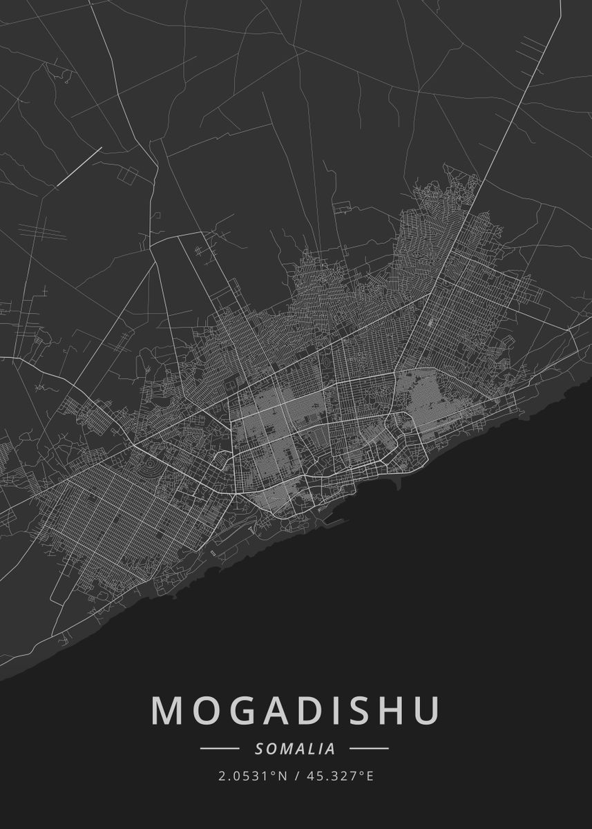 'Mogadishu, Somalia' Poster by Designer Map Art | Displate