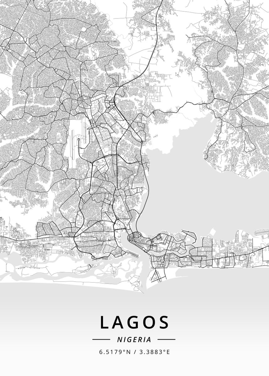 'Lagos, Nigeria' Poster by Designer Map Art | Displate