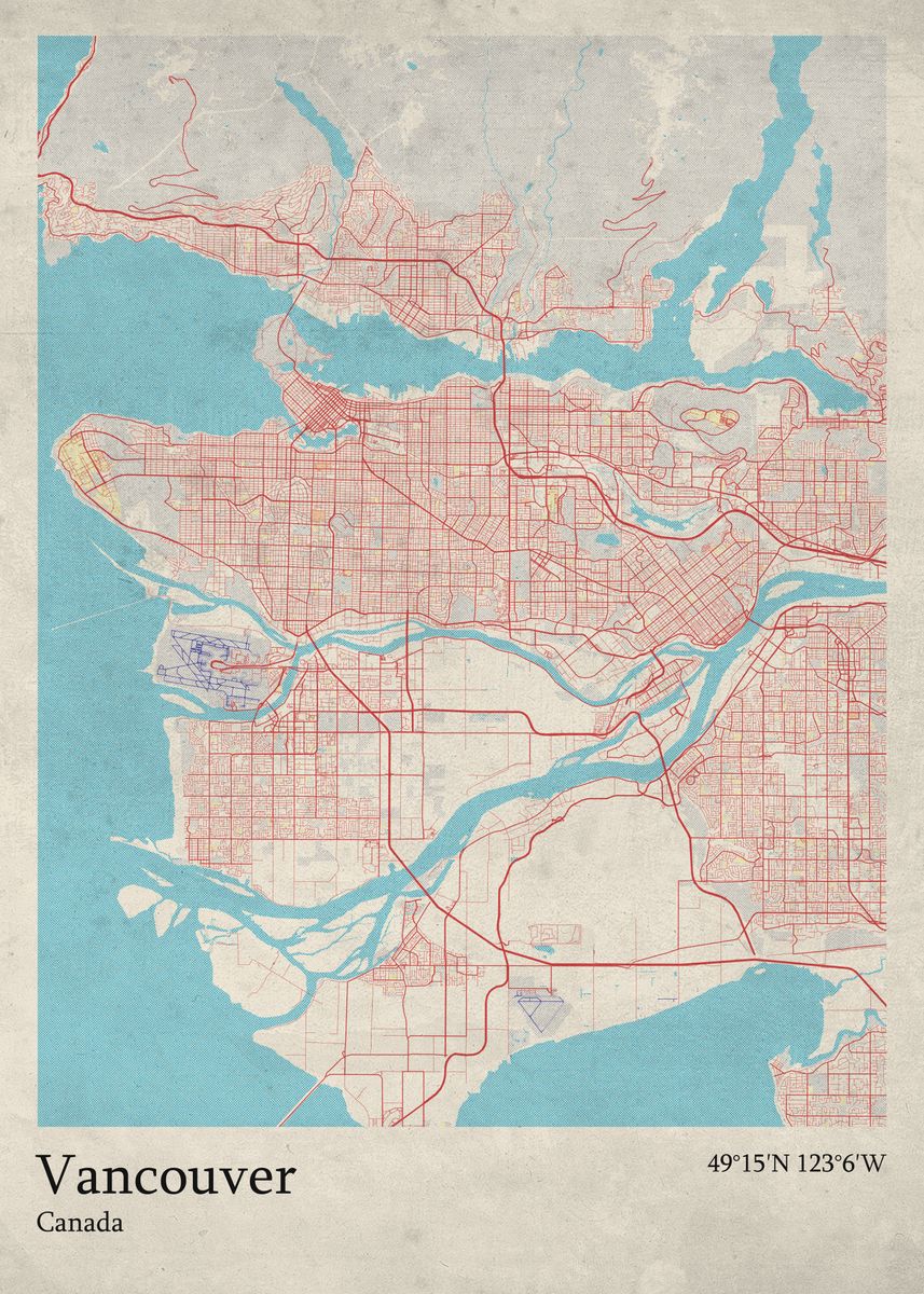'Vancouver city map' Poster, picture, metal print, paint by Iwoko ...