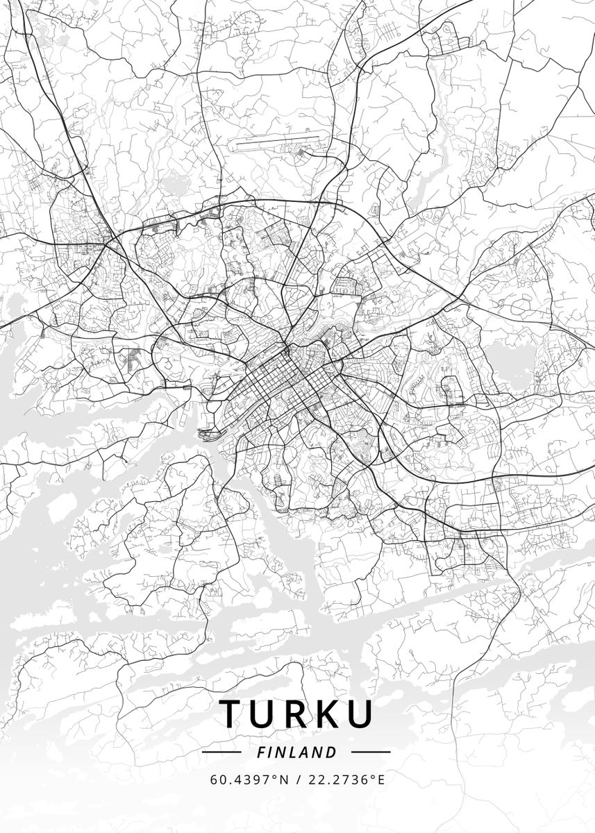 'Turku, Finland' Poster, picture, metal print, paint by Designer Map ...