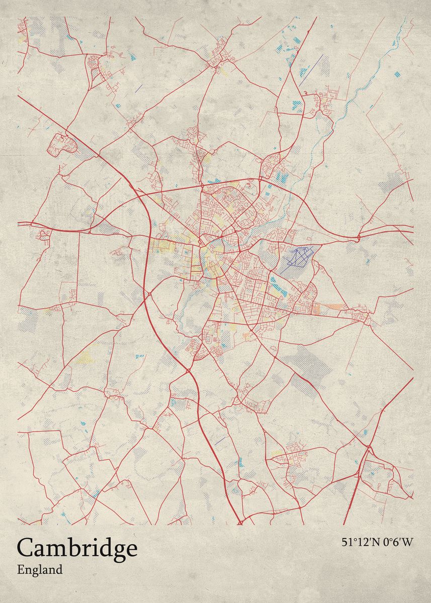'Cambridge city map' Poster, picture, metal print, paint by Iwoko ...