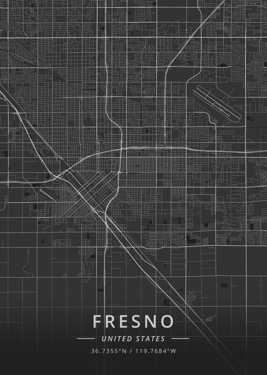 'Fresno, United States' Poster by Designer Map Art | Displate