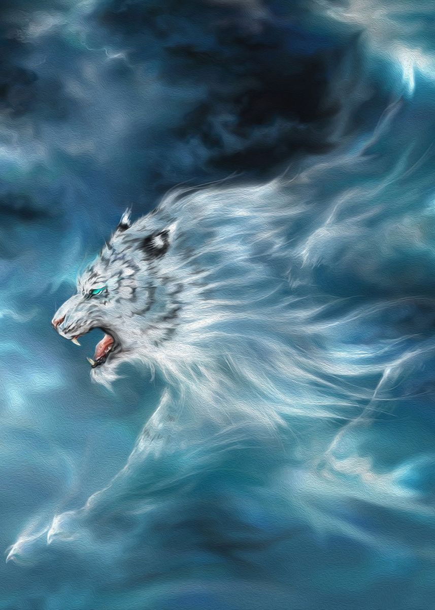 'White Tiger Mist ' Poster, picture, metal print, paint by Velvet ...