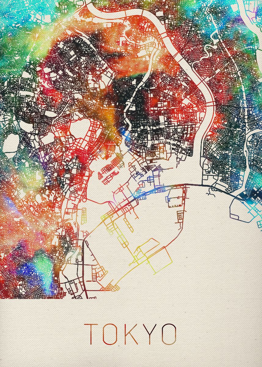 'Tokyo Japan Street Map' Poster, picture, metal print, paint by Design ...