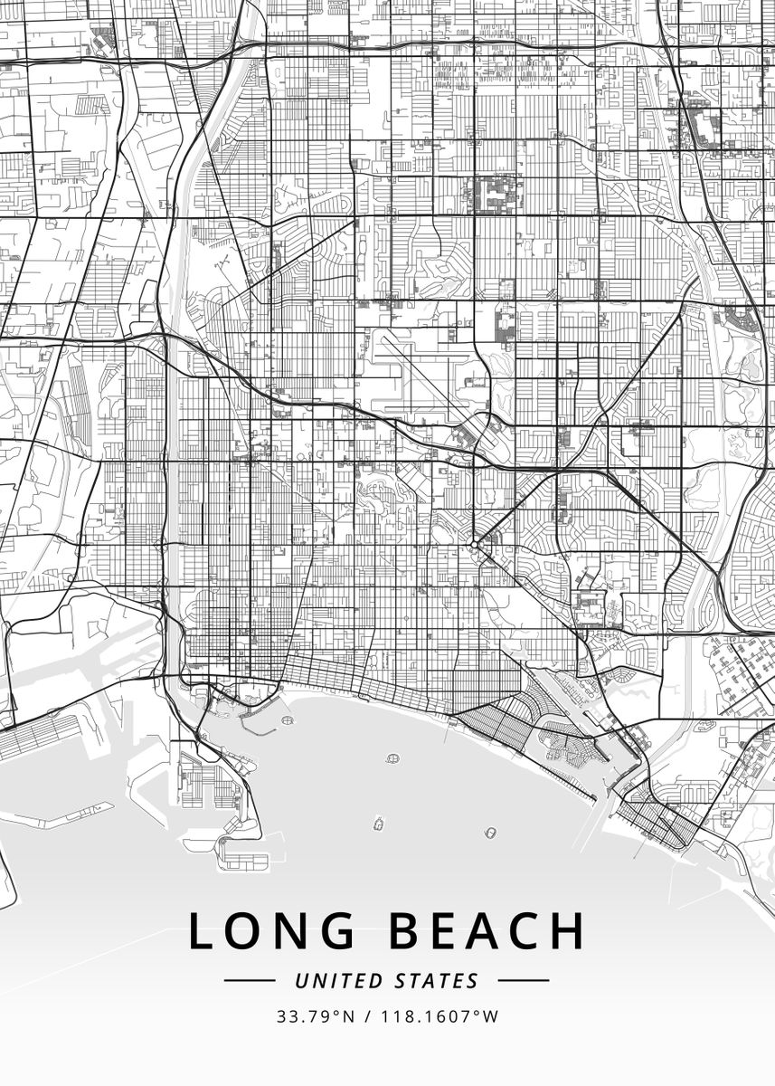 'Long Beach, United States' Poster, picture, metal print, paint by ...