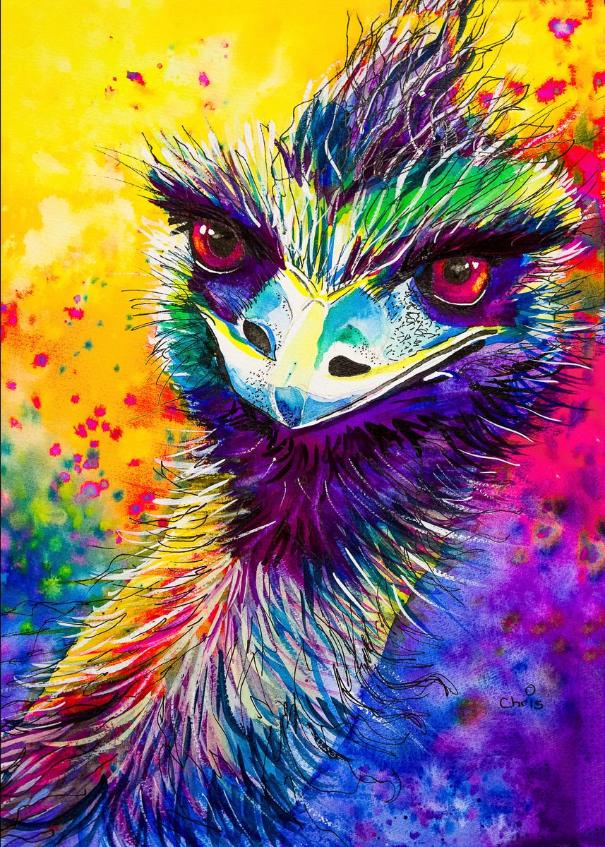 'Edward Emu' Poster, picture, metal print, paint by Ren Theelen | Displate