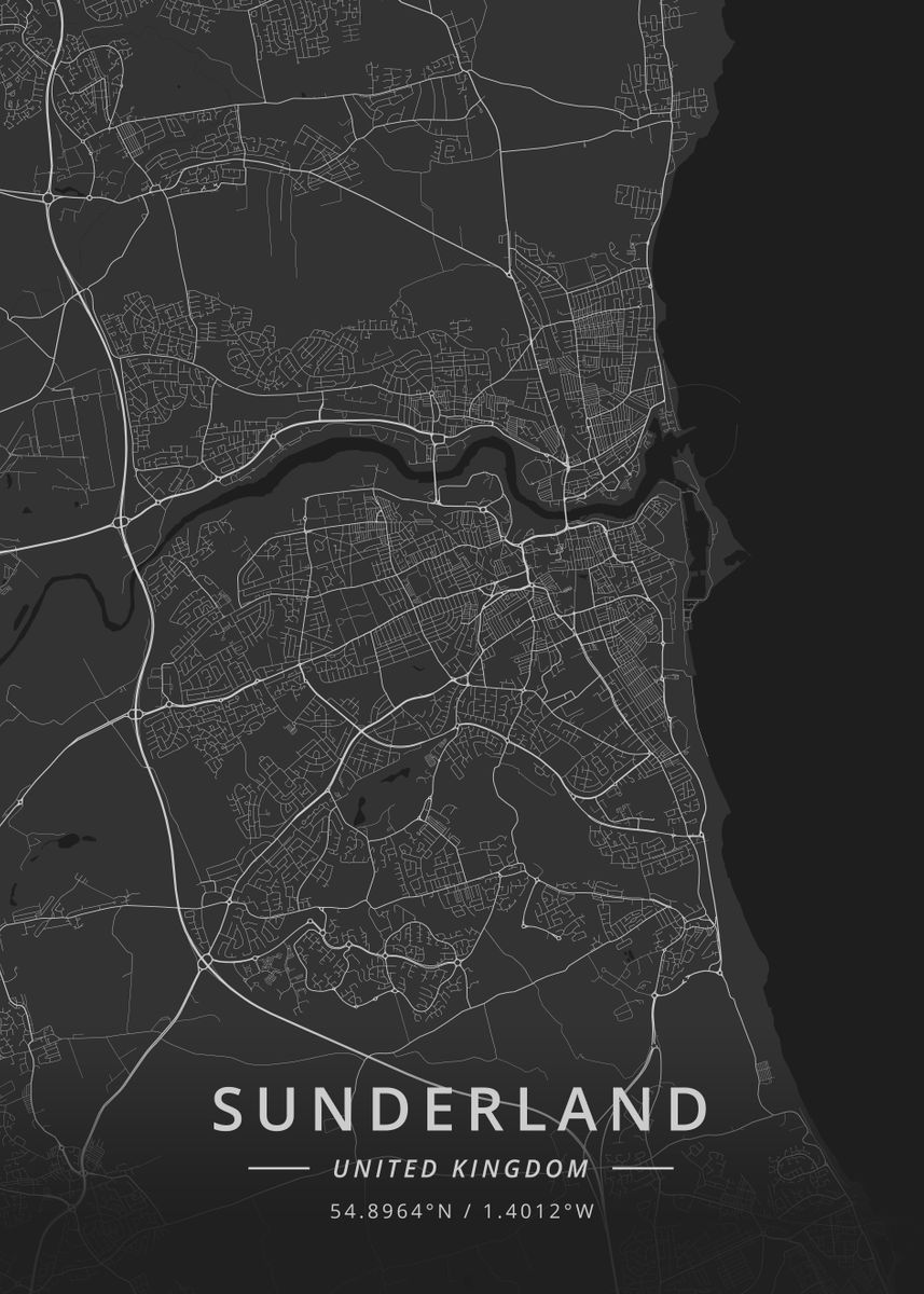 'Sunderland, United Kingdom' Poster by Designer Map Art | Displate