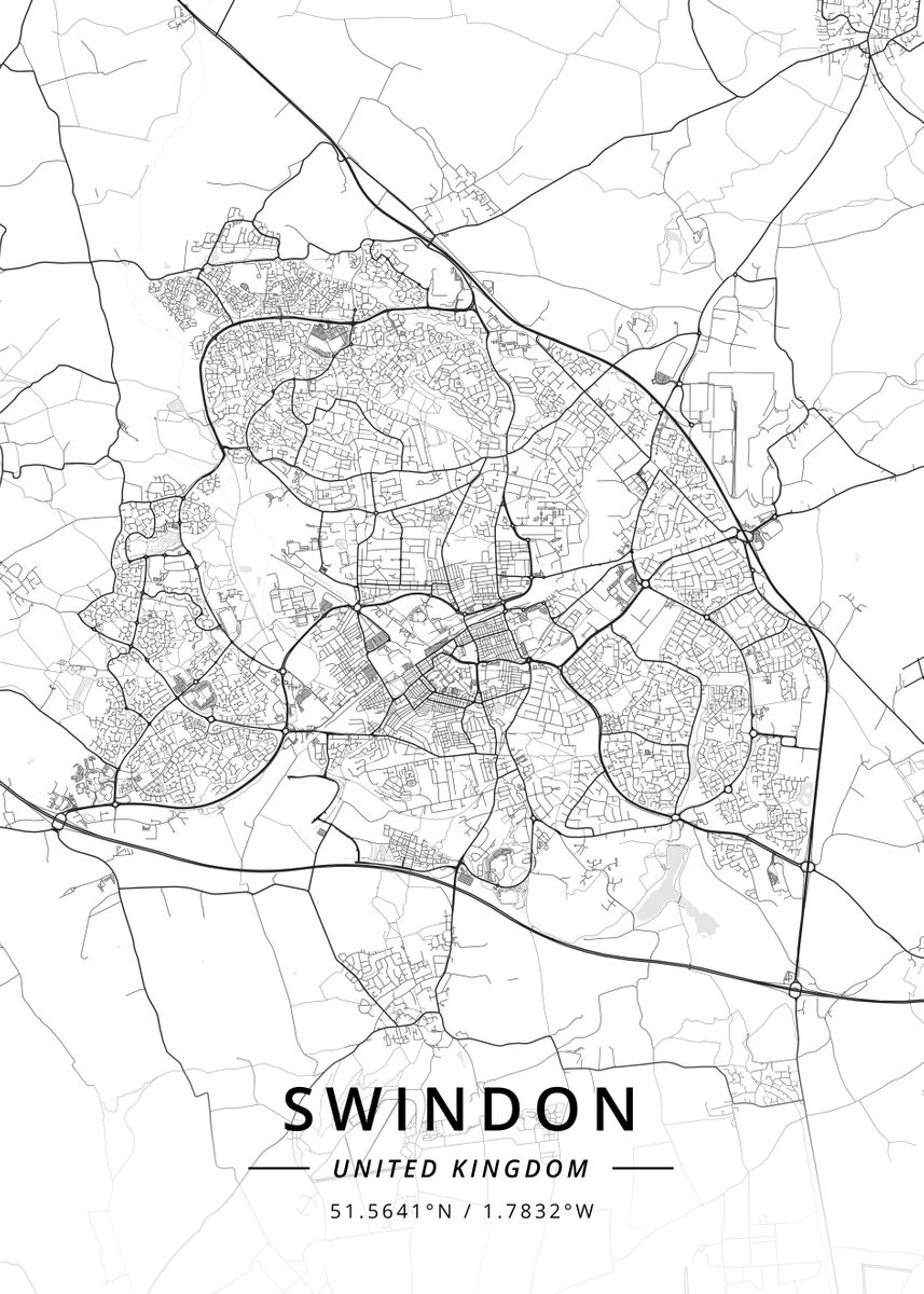 'Swindon, United Kingdom' Poster, picture, metal print, paint by ...