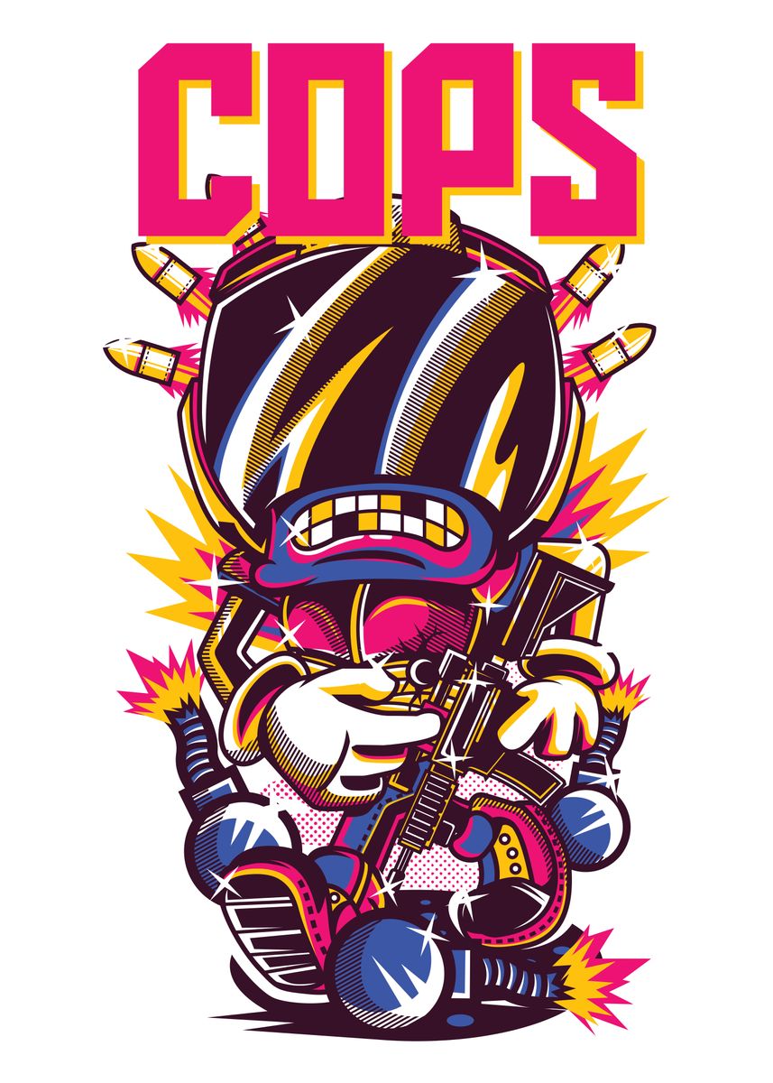 'Cops' Poster, picture, metal print, paint by Ruslan Geliskhanov | Displate