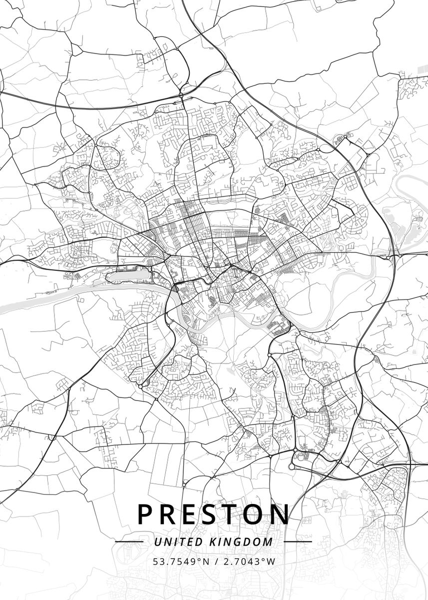 'Preston, United Kingdom' Poster by Designer Map Art | Displate