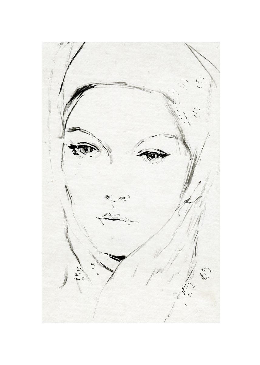 'Sketch of Unknown Woman' Poster, picture, metal print, paint by ...