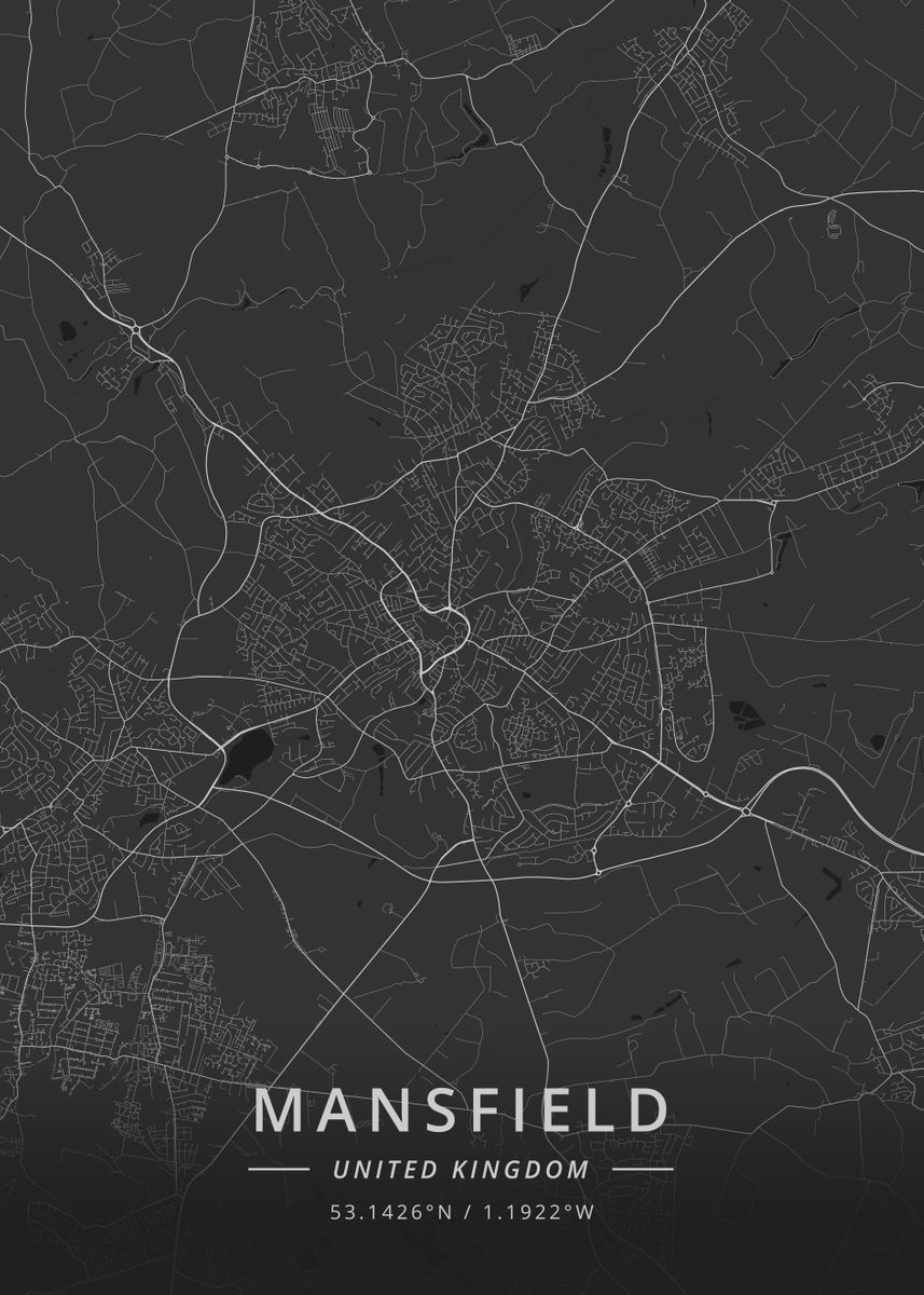 'Mansfield, United Kingdom' Poster by Designer Map Art | Displate
