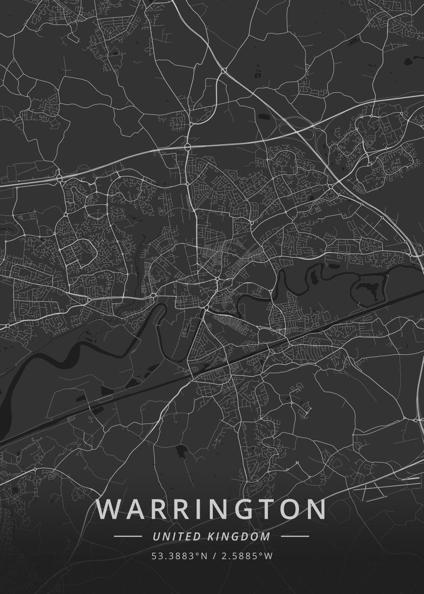 'Warrington, United Kingdom' Poster, picture, metal print, paint by ...
