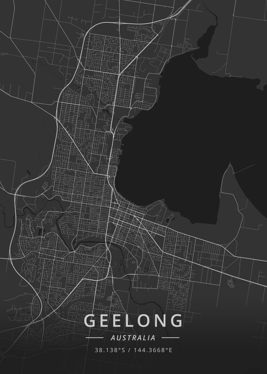 'Geelong, Australia' Poster by Designer Map Art | Displate
