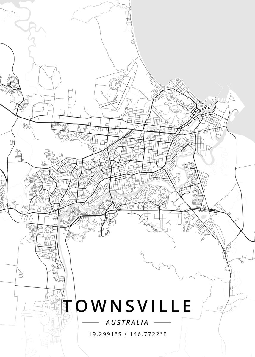 'Townsville, Australia' Poster by Designer Map Art | Displate