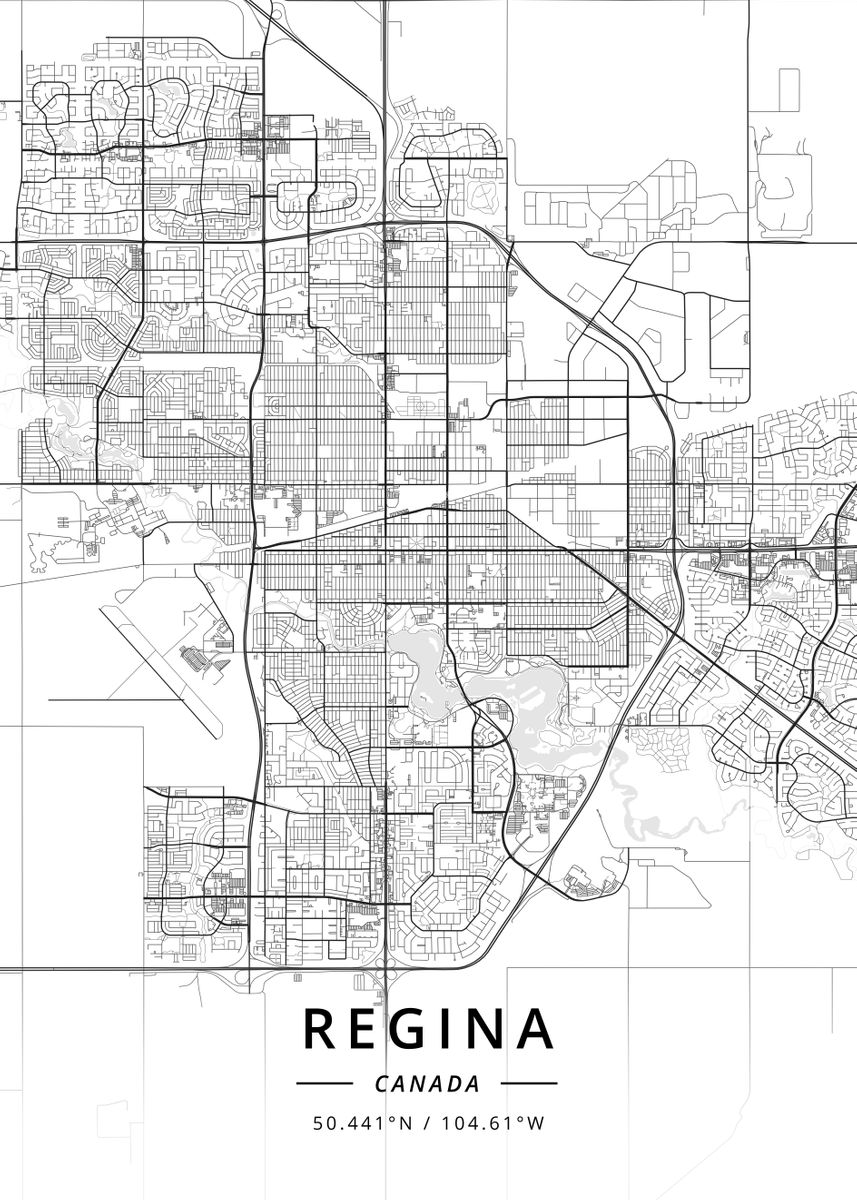'Regina, Canada' Poster, picture, metal print, paint by Designer Map ...