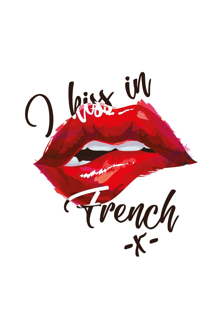 'Kissing in French' Poster, picture, metal print, paint by Don Mario ...