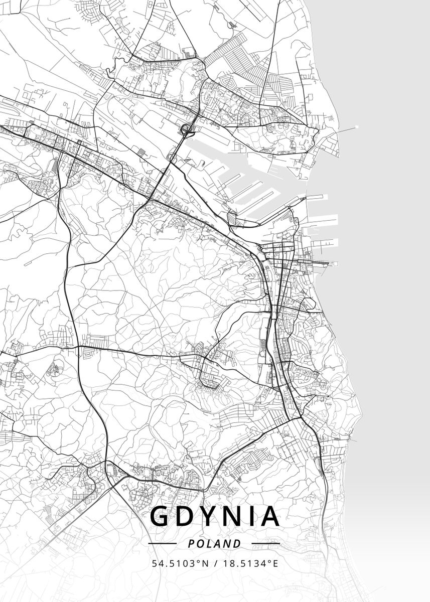 'Gdynia, Poland' Poster by Designer Map Art | Displate