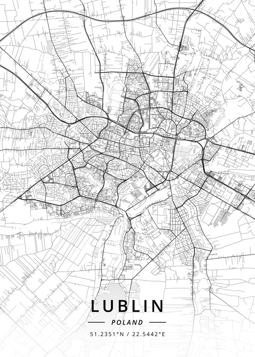 'Lublin, Poland' Poster by Designer Map Art | Displate