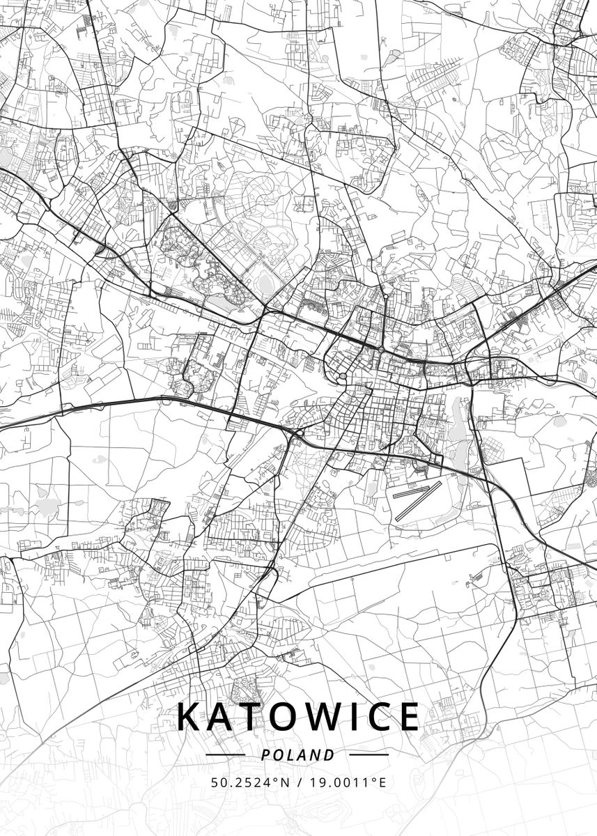 'Katowice, Poland' Poster by Designer Map Art | Displate