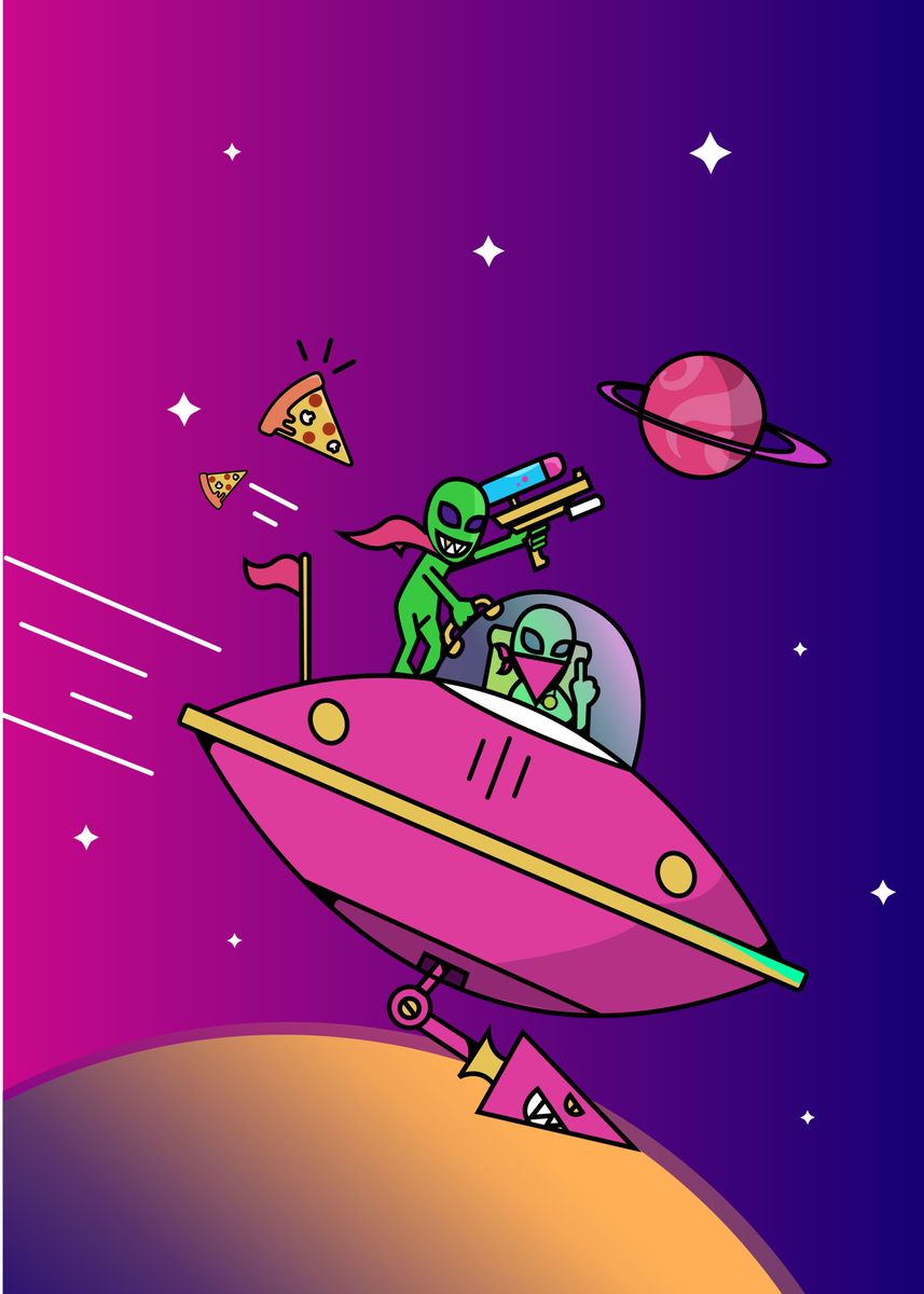 'Crazy aliens' Poster, picture, metal print, paint by willy alvarado ...