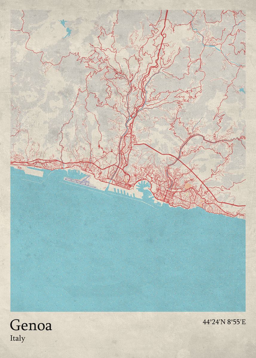 'Genoa Italy' Poster, picture, metal print, paint by Iwoko | Displate