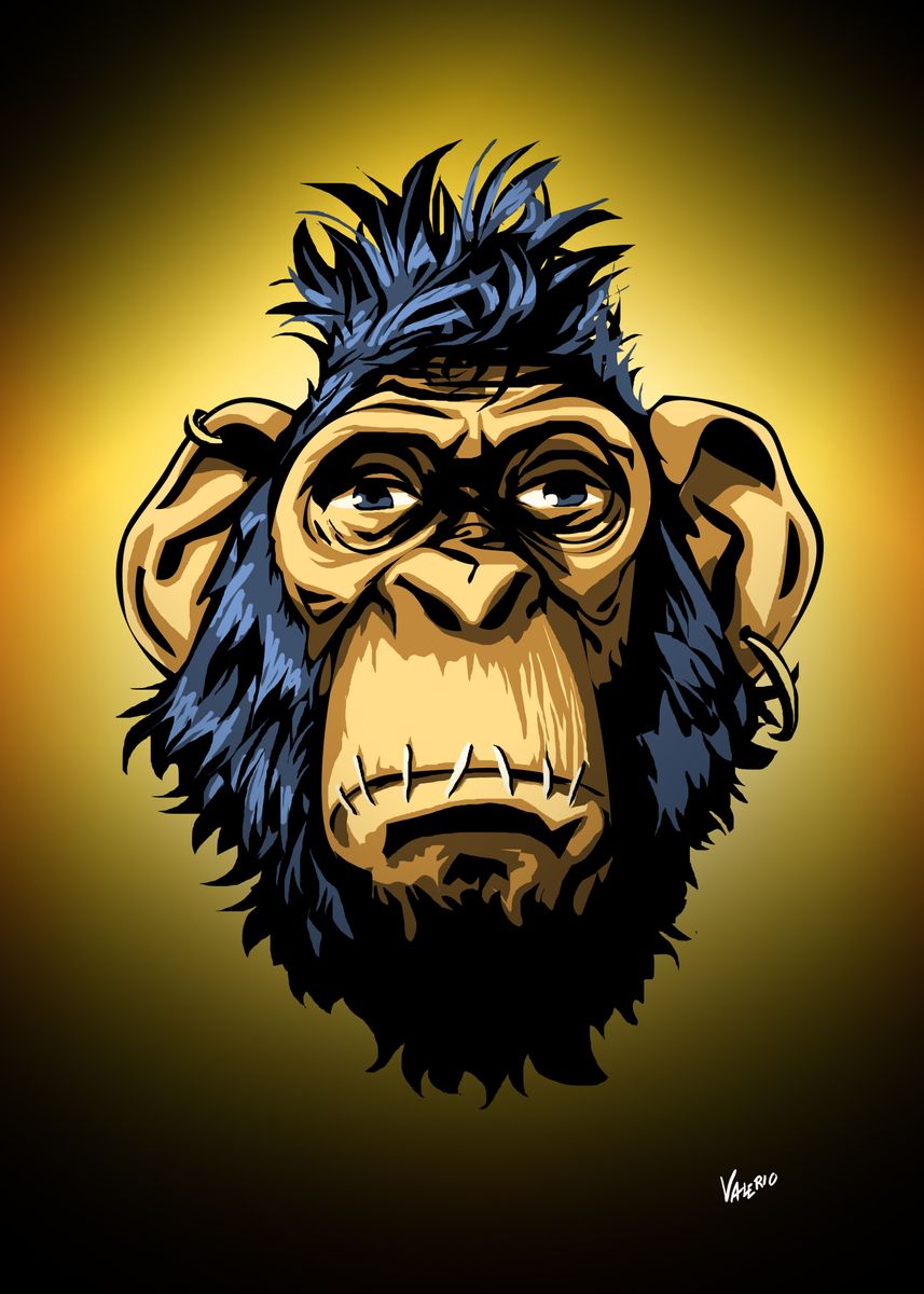 'Punk Monkey' Poster, picture, metal print, paint by Valerio De ...