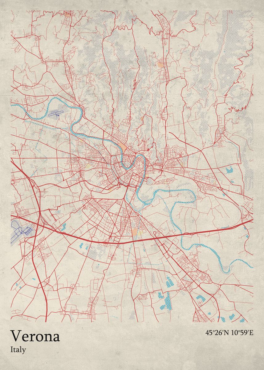 'Verona Italy' Poster, picture, metal print, paint by Iwoko | Displate