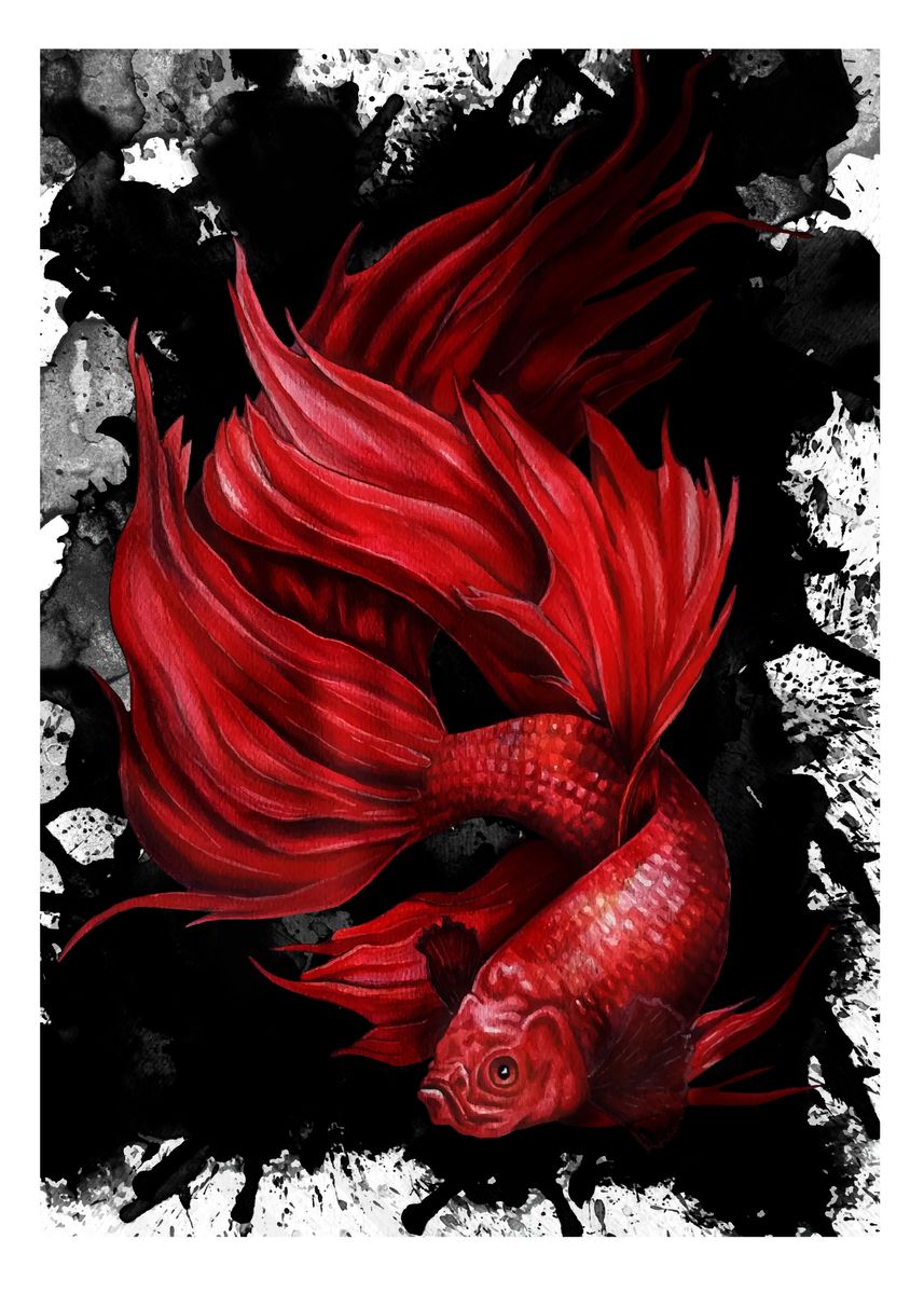 'Fighter Fish' Poster, picture, metal print, paint by Ellenor Hastie ...