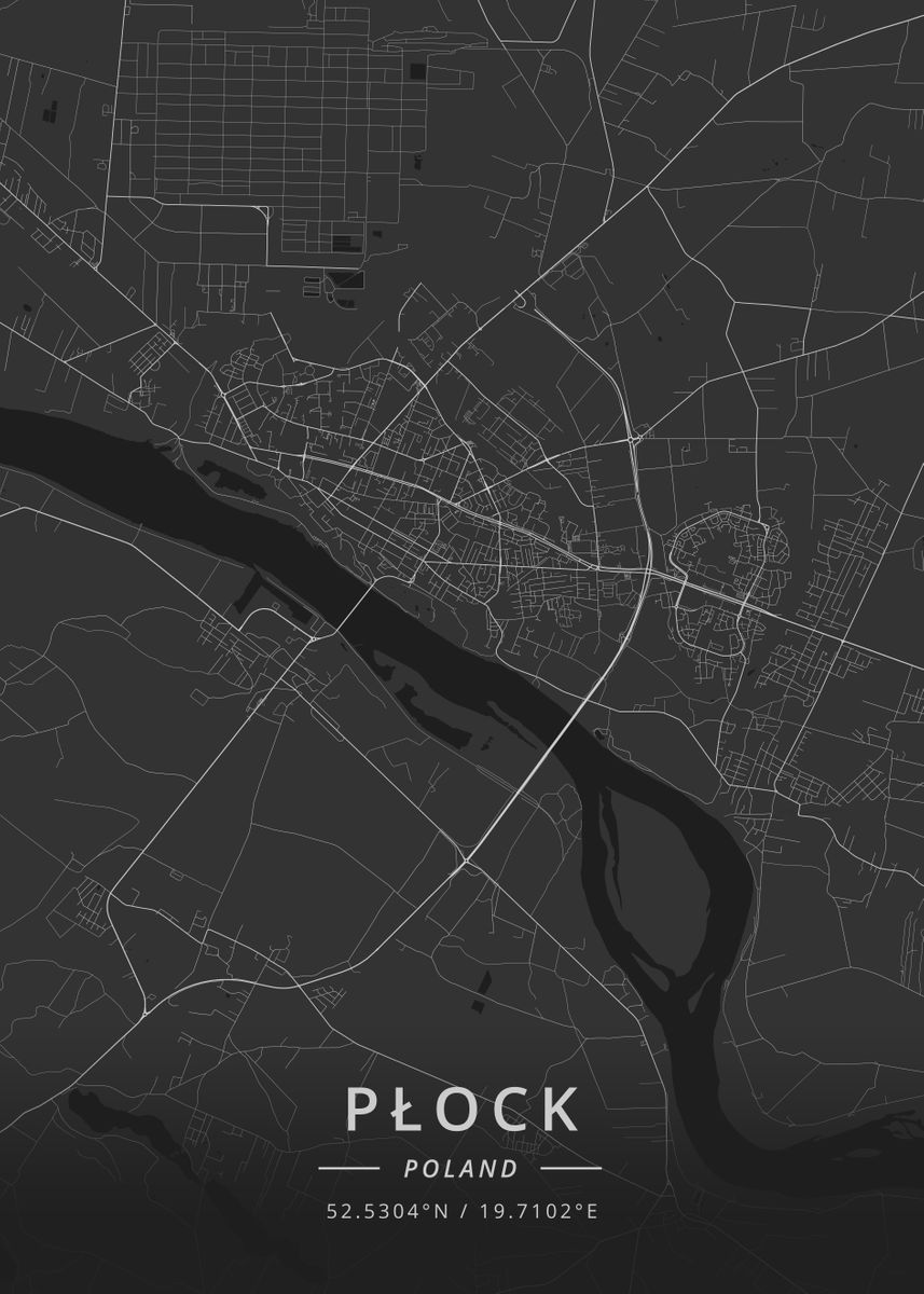 'Plock, Poland' Poster, picture, metal print, paint by Designer Map Art ...