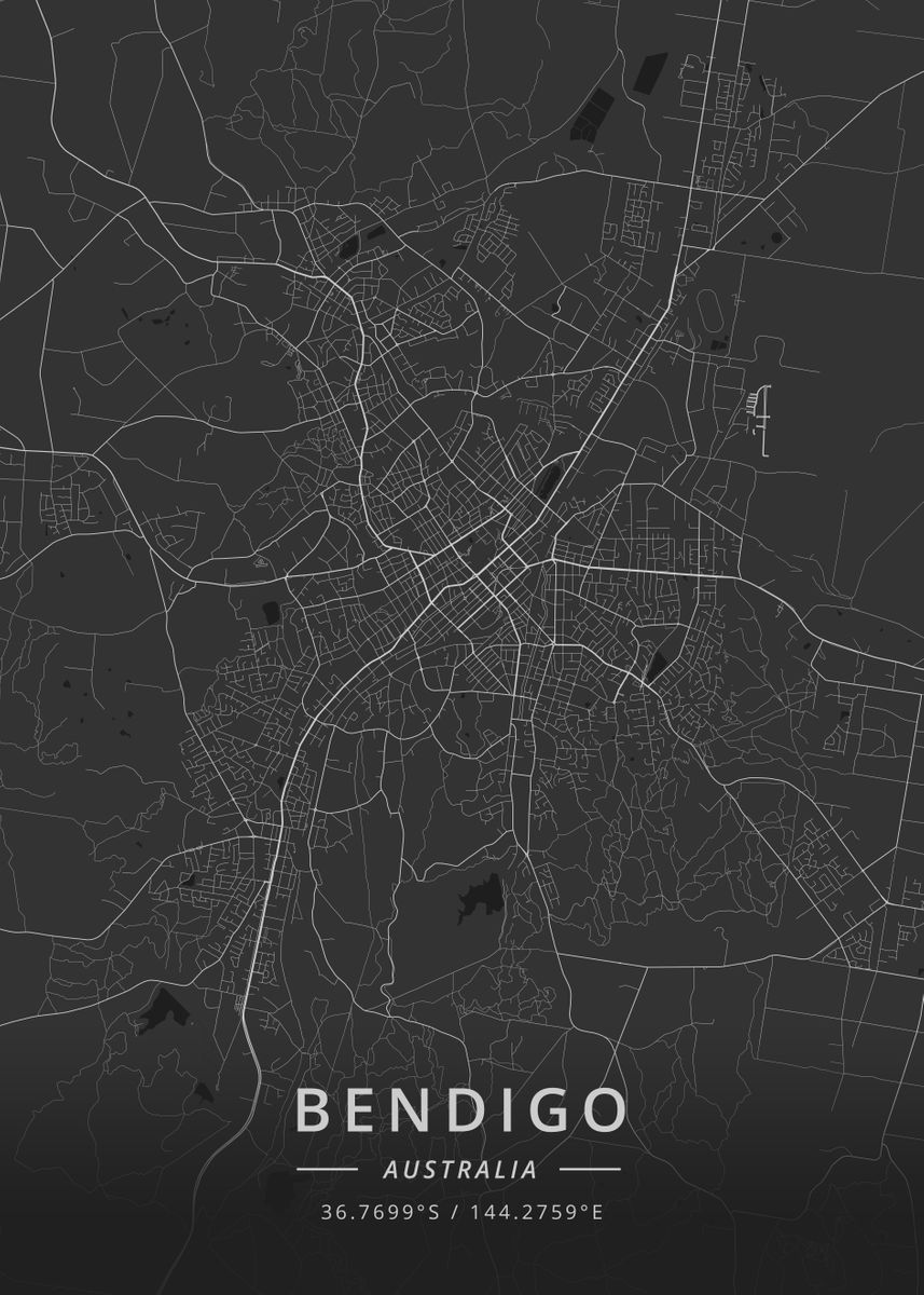 'Bendigo, Australia' Poster by Designer Map Art | Displate