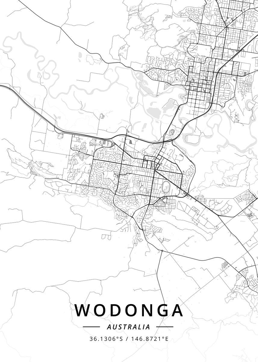'Wodonga, Australia' Poster by Designer Map Art | Displate