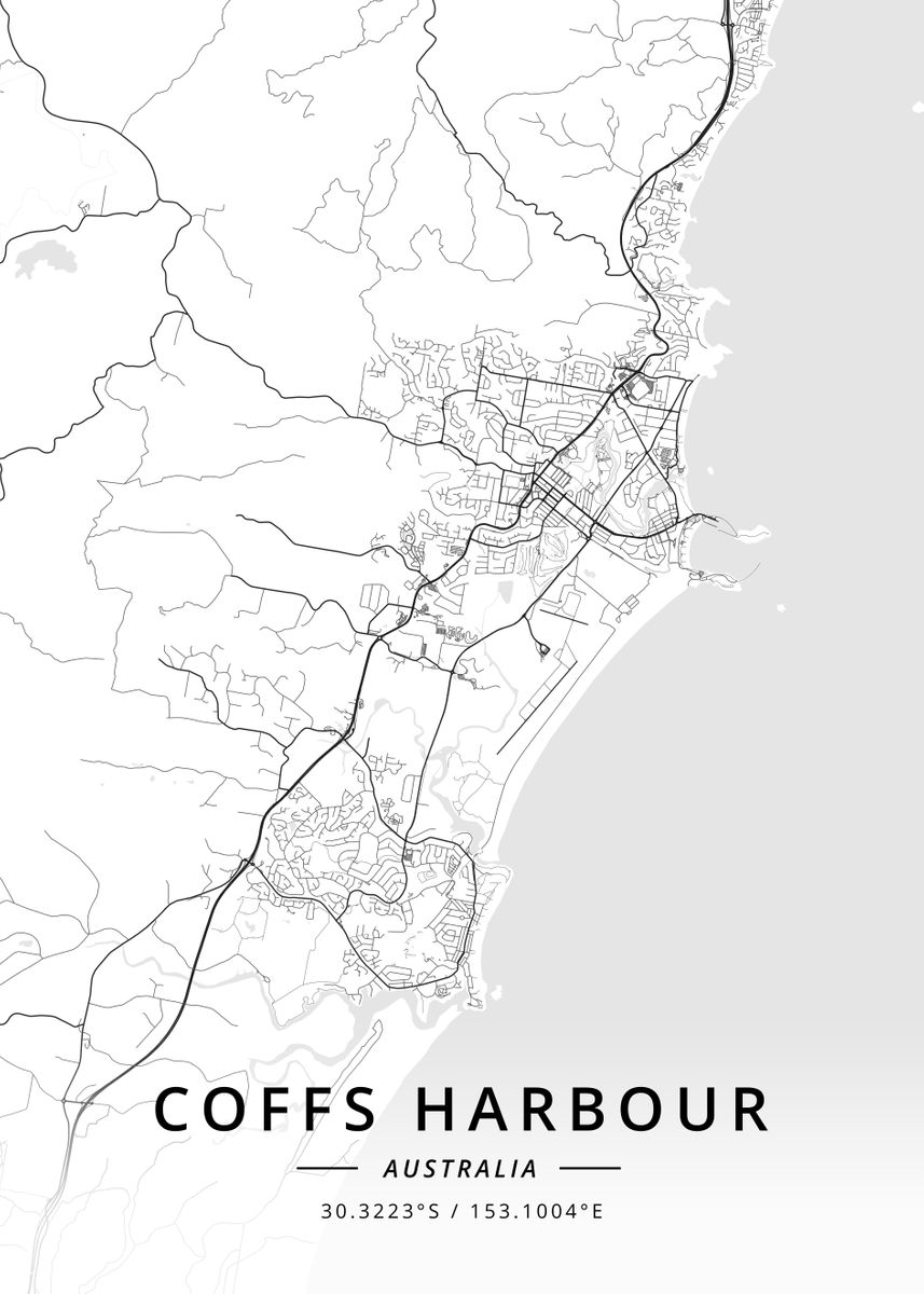 'Coffs Harbour, Australia' Poster by Designer Map Art | Displate