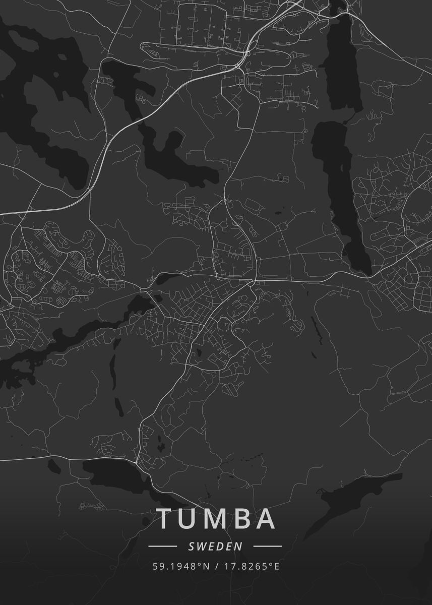 'Tumba, Sweden' Poster by Designer Map Art | Displate