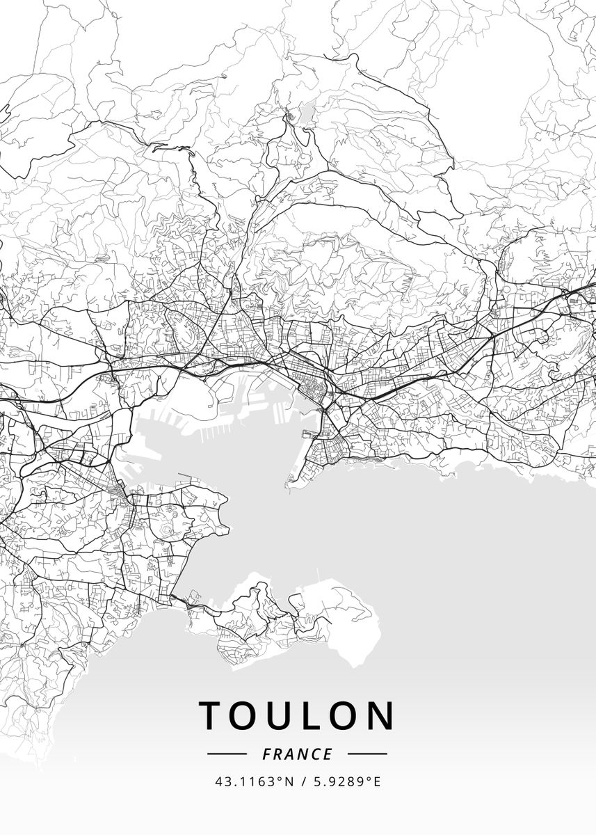 'Toulon, France' Poster, picture, metal print, paint by Designer Map ...