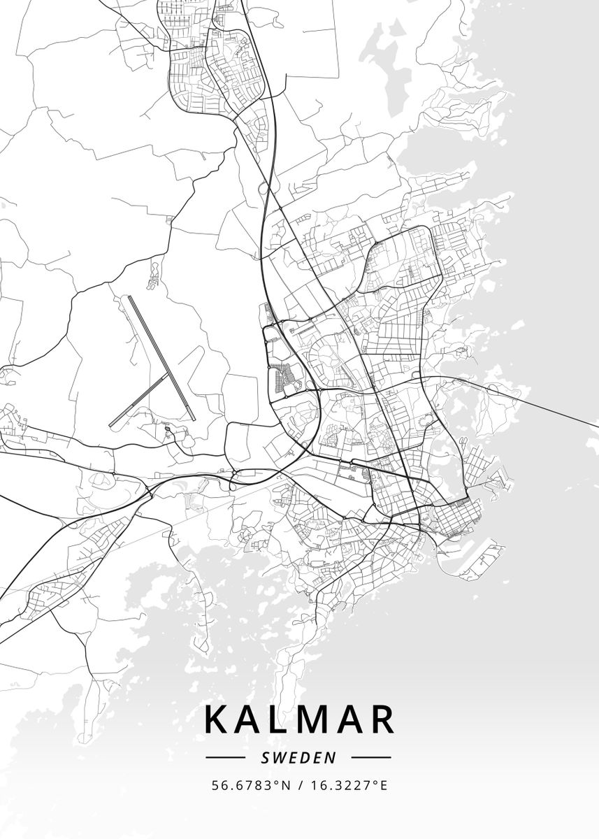 'Kalmar, Sweden' Poster, picture, metal print, paint by Designer Map ...