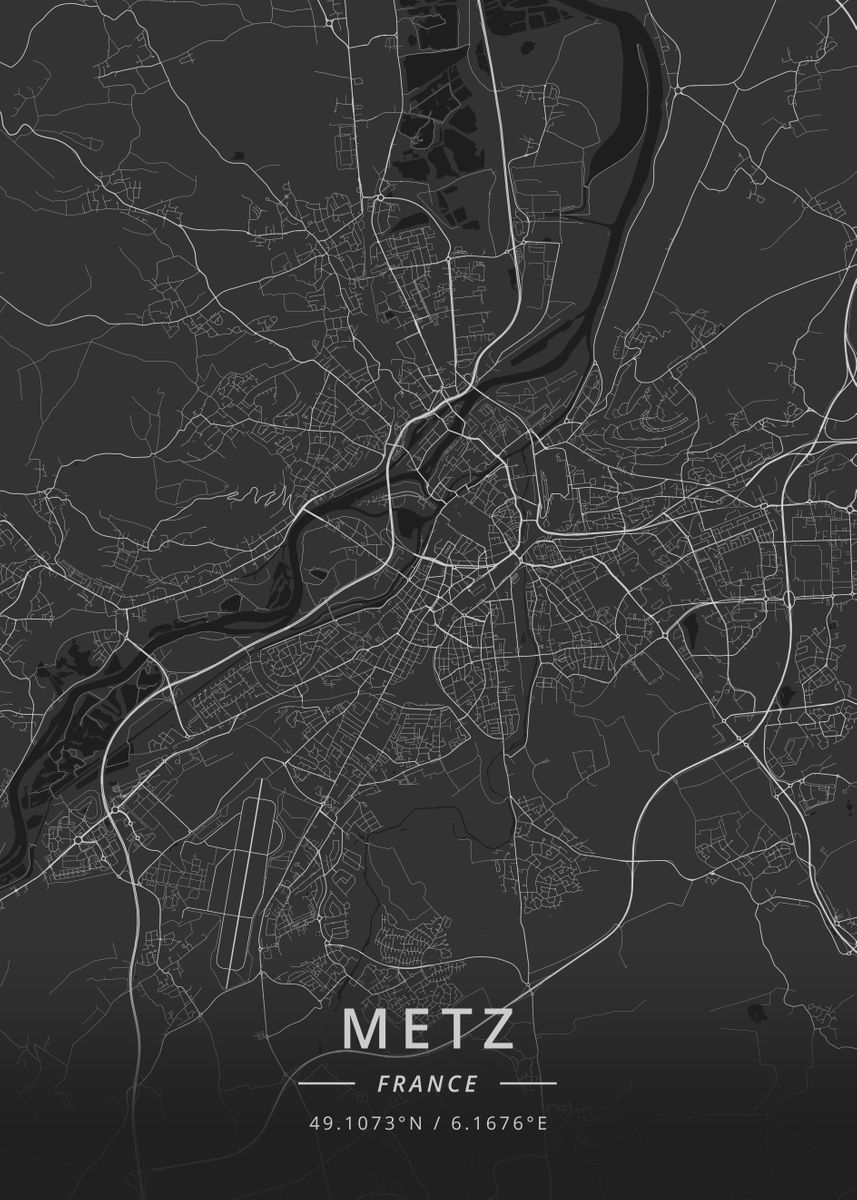 'Metz, France' Poster, picture, metal print, paint by Designer Map Art ...