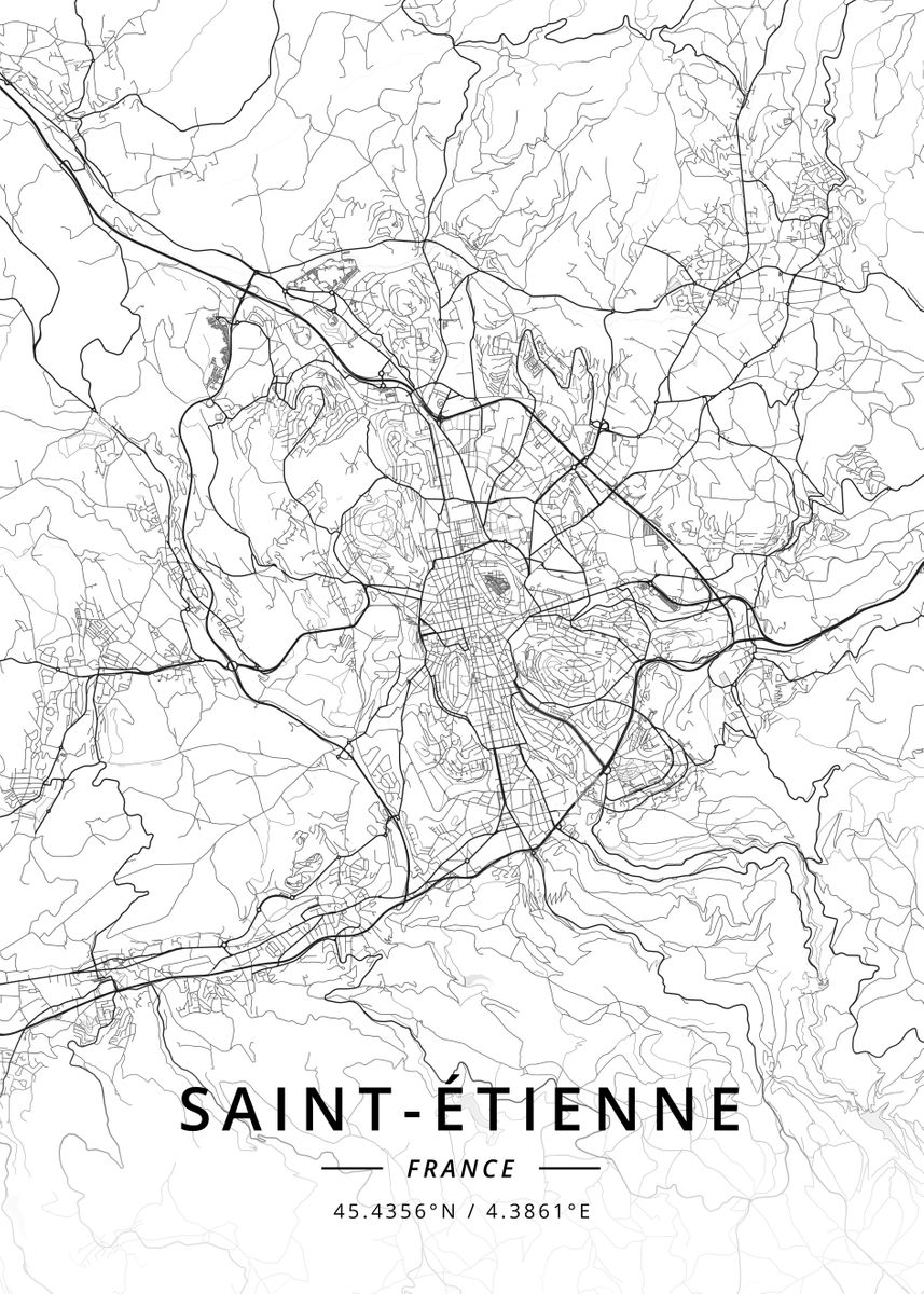 'Saint-Etienne, France' Poster, picture, metal print, paint by Designer ...