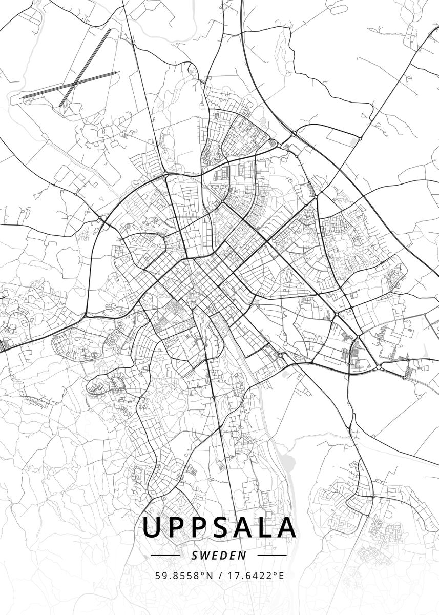 'Uppsala, Sweden' Poster, picture, metal print, paint by Designer Map ...