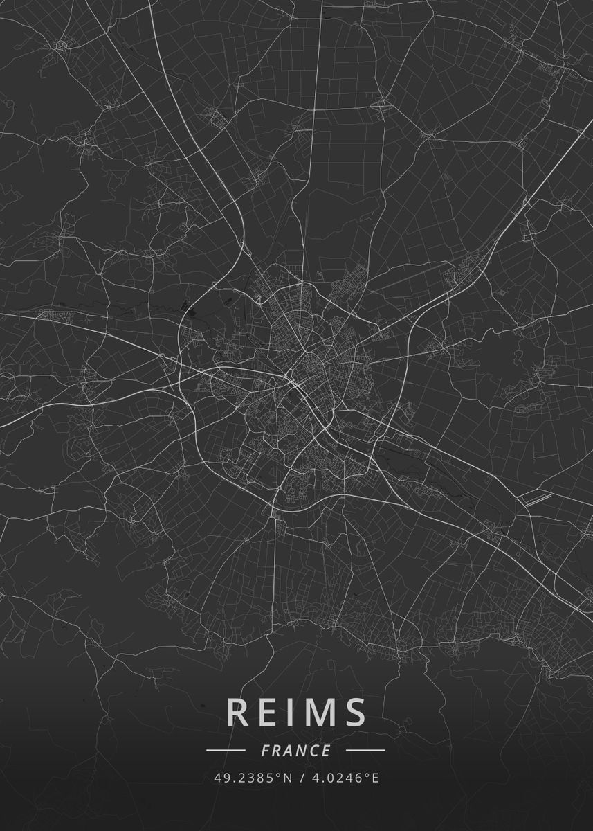 'Reims, France' Poster by Designer Map Art | Displate