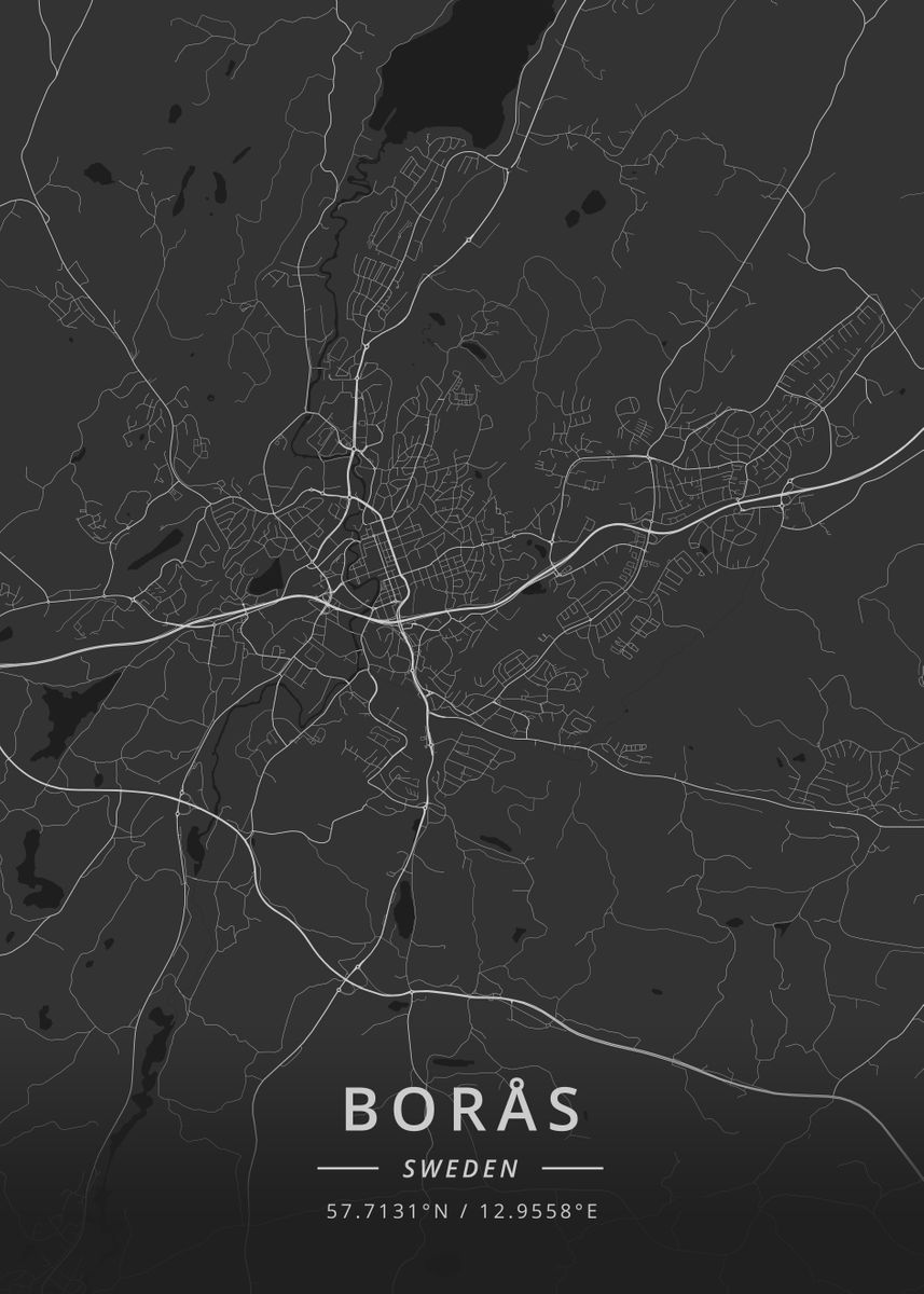 'Boras, Sweden' Poster, picture, metal print, paint by Designer Map Art ...