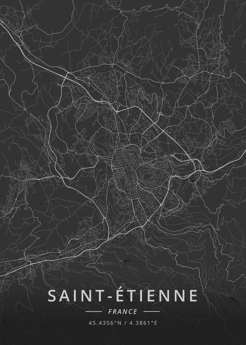'Saint-Etienne, France' Poster by Designer Map Art | Displate