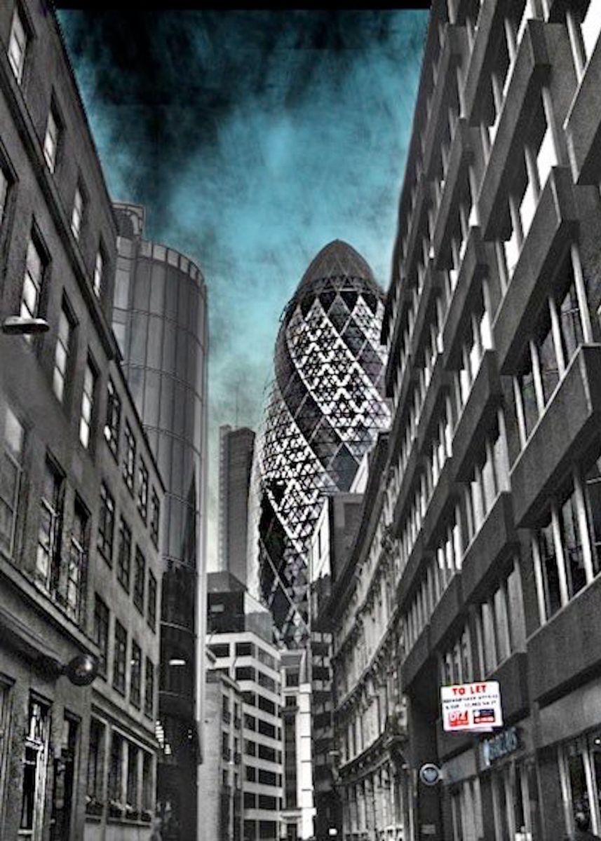'The Gherkin' Poster, picture, metal print, paint by sylvia scotting ...