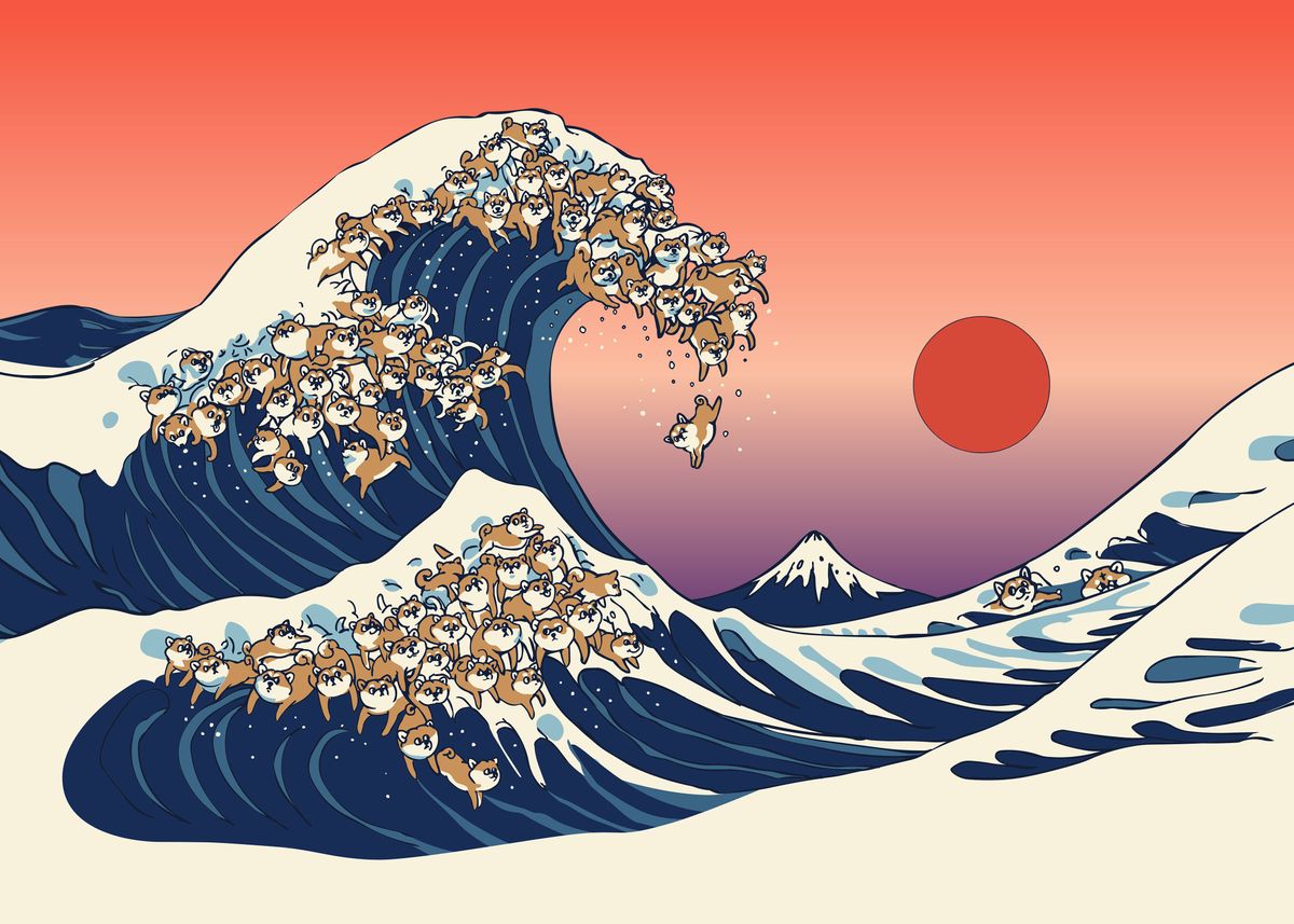'The Great Wave of Shiba ' Poster by Chalermphol Harnchakkham | Displate