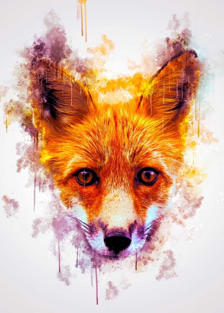 'Fox Head' Poster, picture, metal print, paint by Cornel Vlad | Displate