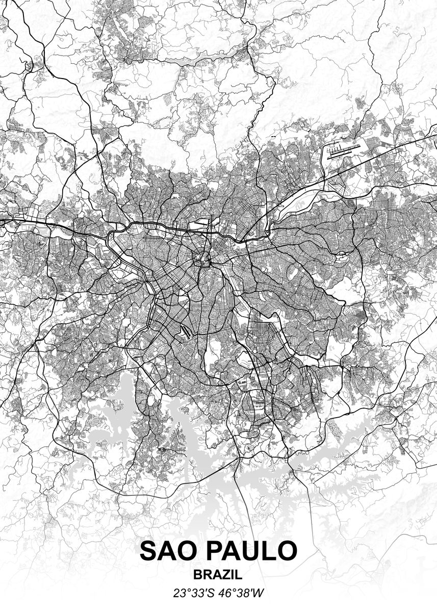 'Sao Paulo city map' Poster, picture, metal print, paint by Iwoko ...