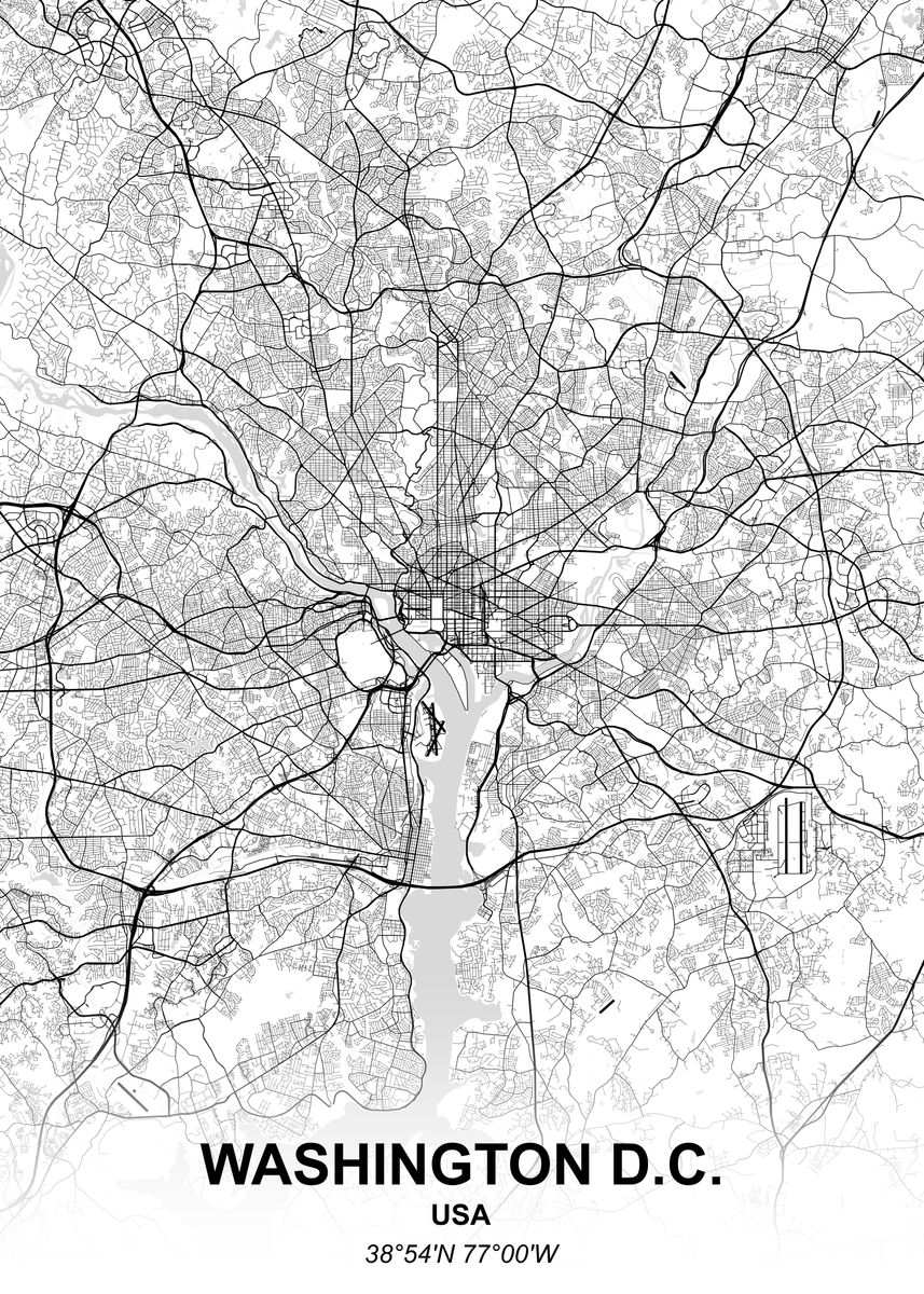 'Washington D.C. city map' Poster by Iwoko | Displate